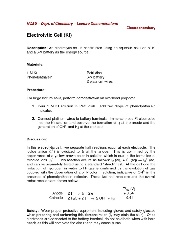 Electrolytic Cell Potassium Iodide | PDF