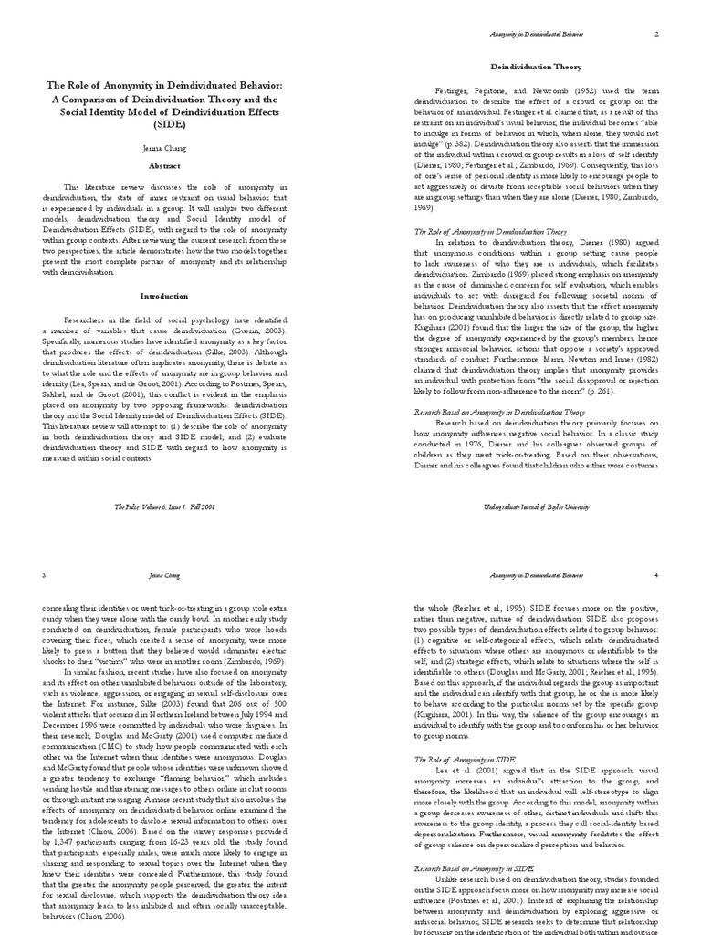 Deindividuation Theory | Applied Psychology | Behavioural Sciences