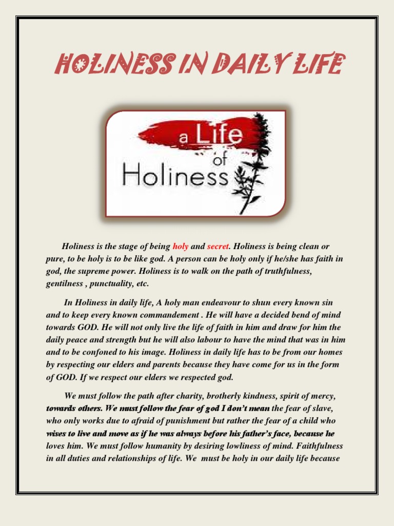 Holiness in Daily Life | PDF