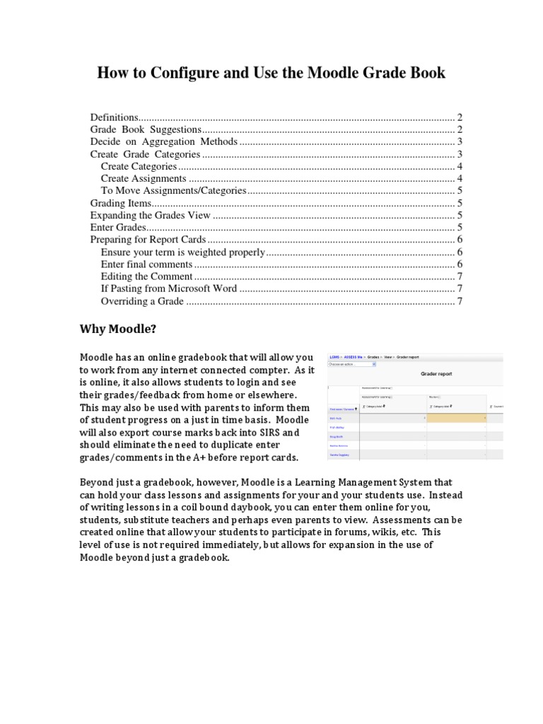 How To Configure and Use The Moodle Grade Book | PDF | Average | Test ...