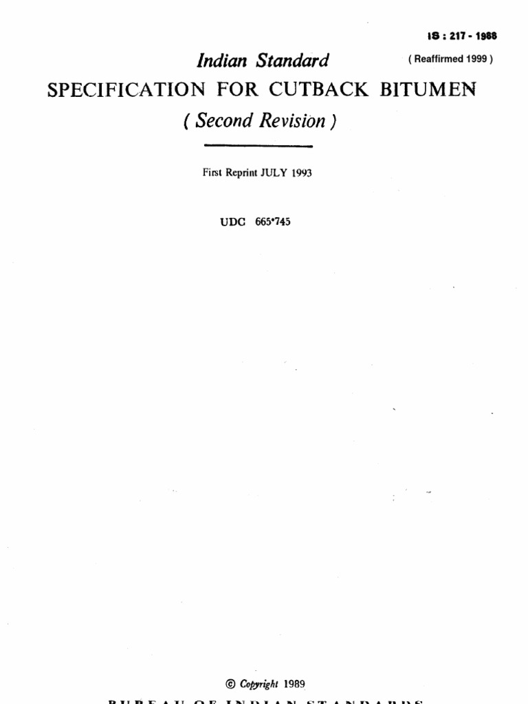217 Specification For Cutback Bitumen PDF | PDF | Asphalt | Viscosity