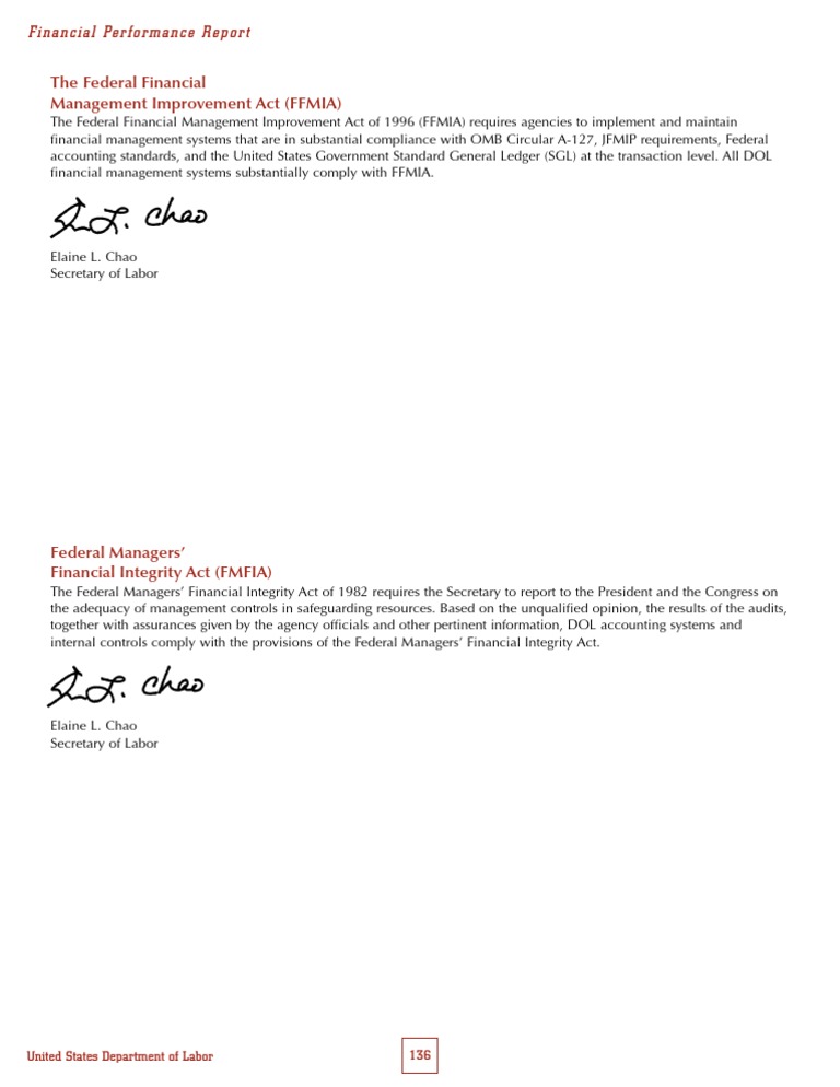Department of Labor: FFMIA | PDF | Business | Social Science