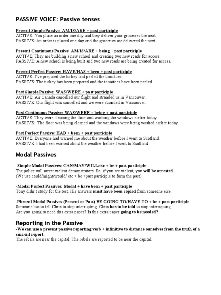 Passive Voice | PDF | Syntax | Grammar