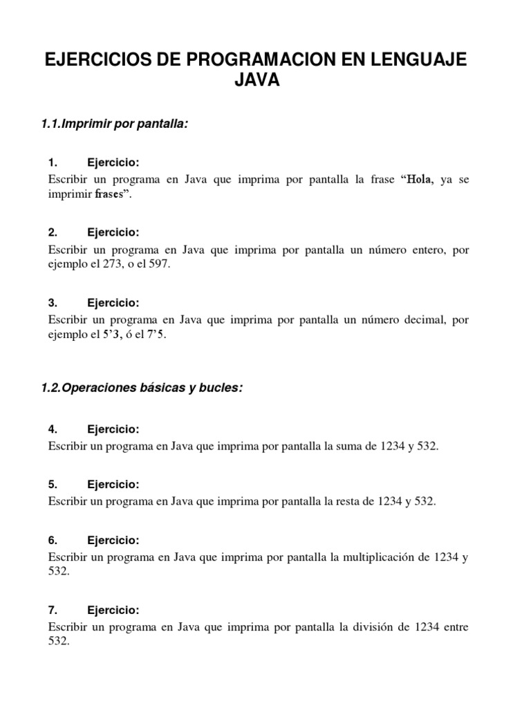 Ejercicios de Programacion en Java PDF | PDF | Hilo (Computación ...