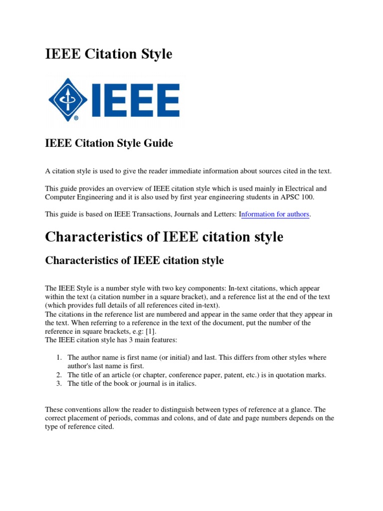 IEEE Citation Style Citation Writing