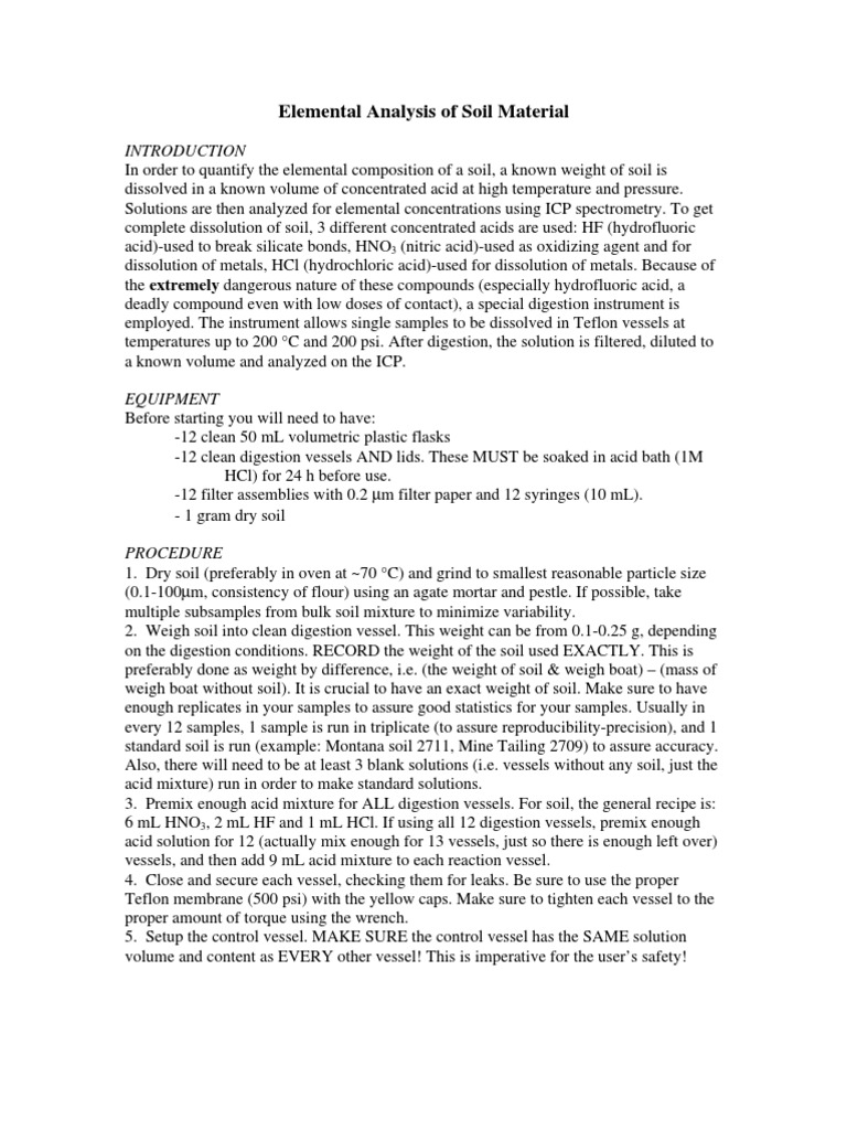 Elemental Analysis of Soil Material | PDF