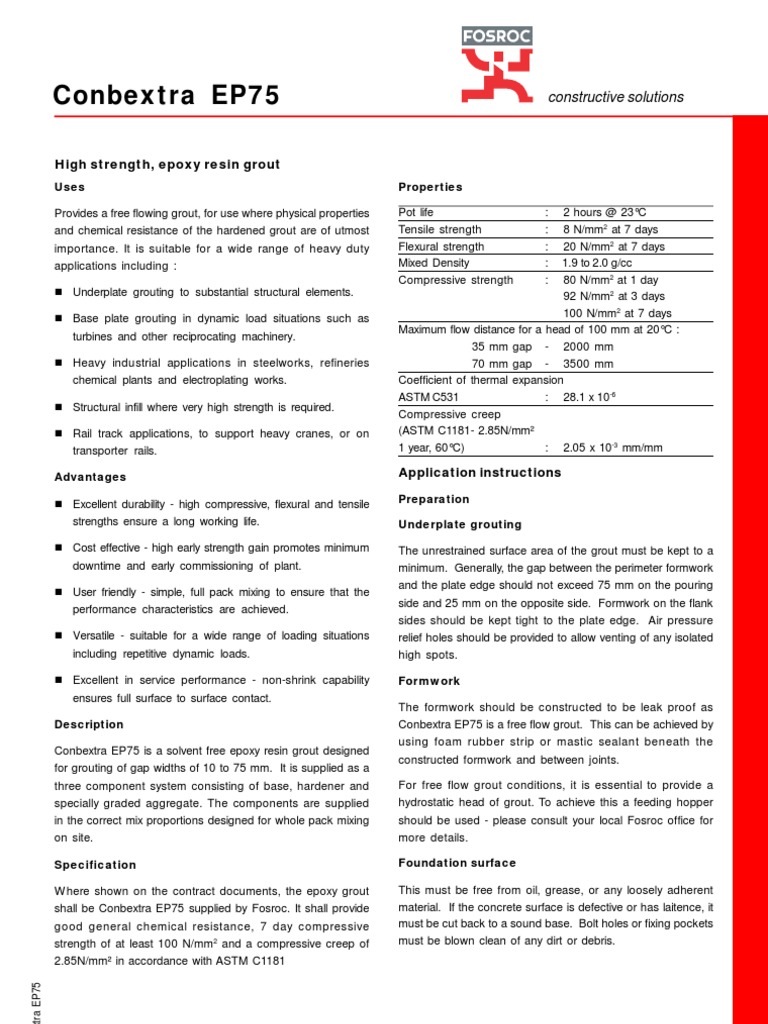 Conbextra EP75 | PDF | Epoxy | Strength Of Materials