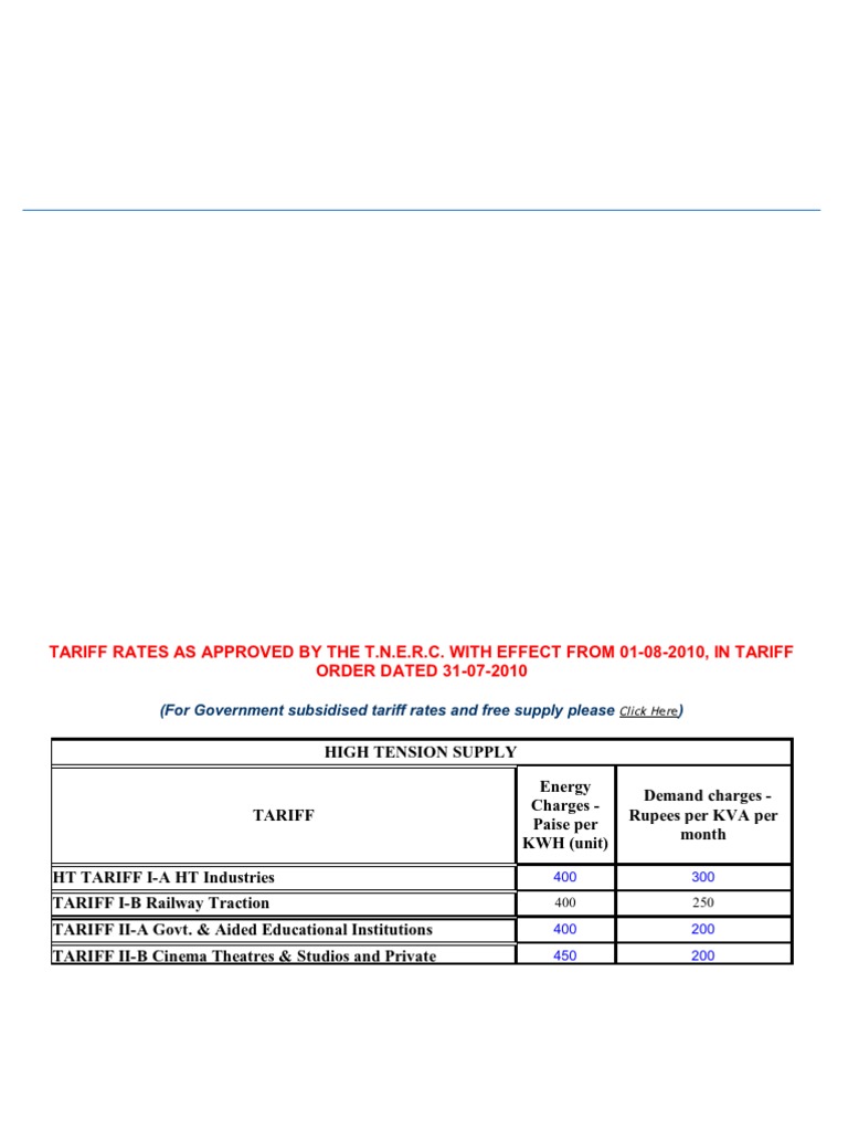 Tneb Tariff | PDF