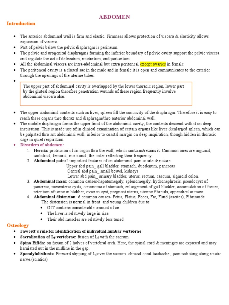 Disorders of Abdomen | Download Free PDF | Abdomen | Vertebral Column