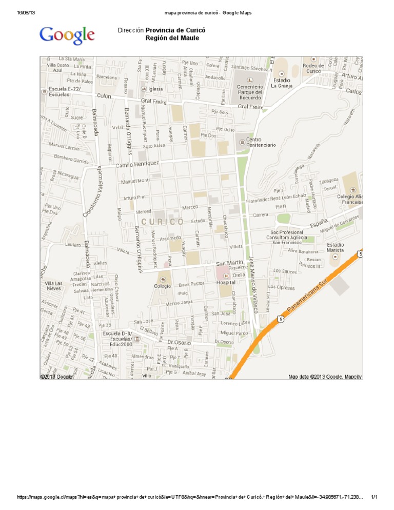 Mapa Provincia de Curicó - Google Maps | PDF