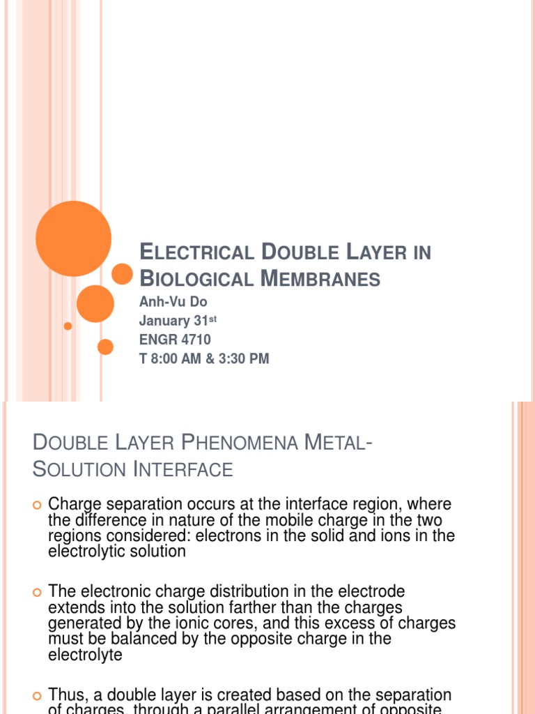 Electrical Double Layer in Biological Membranes | PDF | Membrane ...
