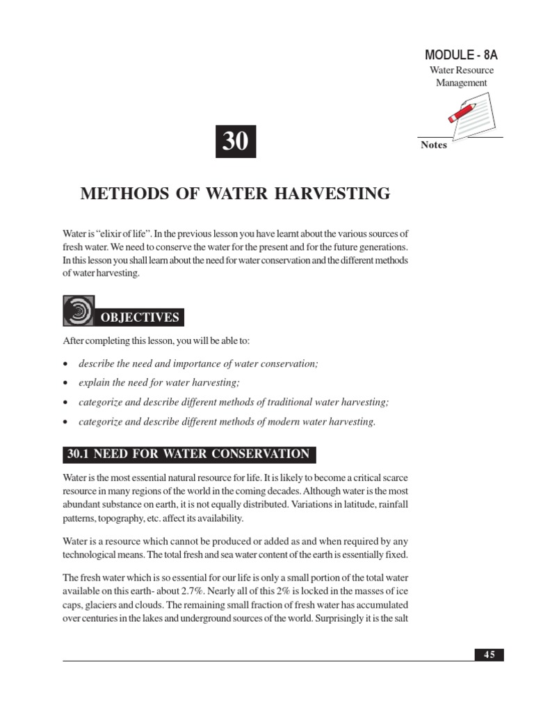 Methodfs of Water Harvesting | PDF | Water Resources | Groundwater