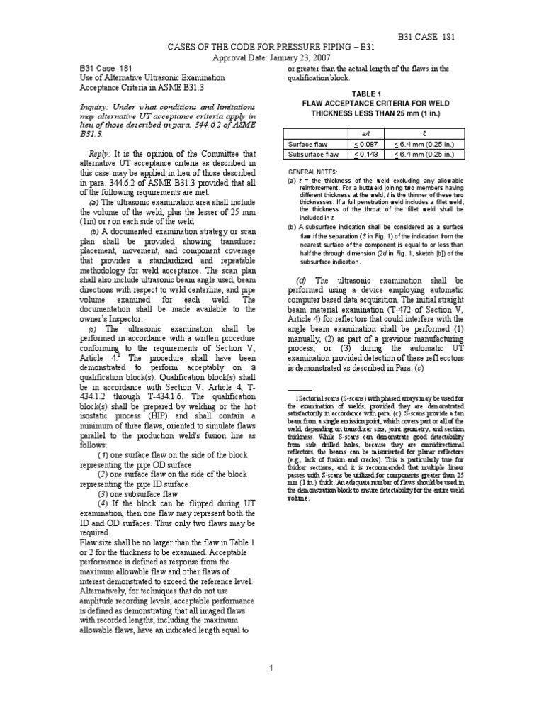 ASME_B31_3_Code_Case_181[1] | Welding | Ultrasound