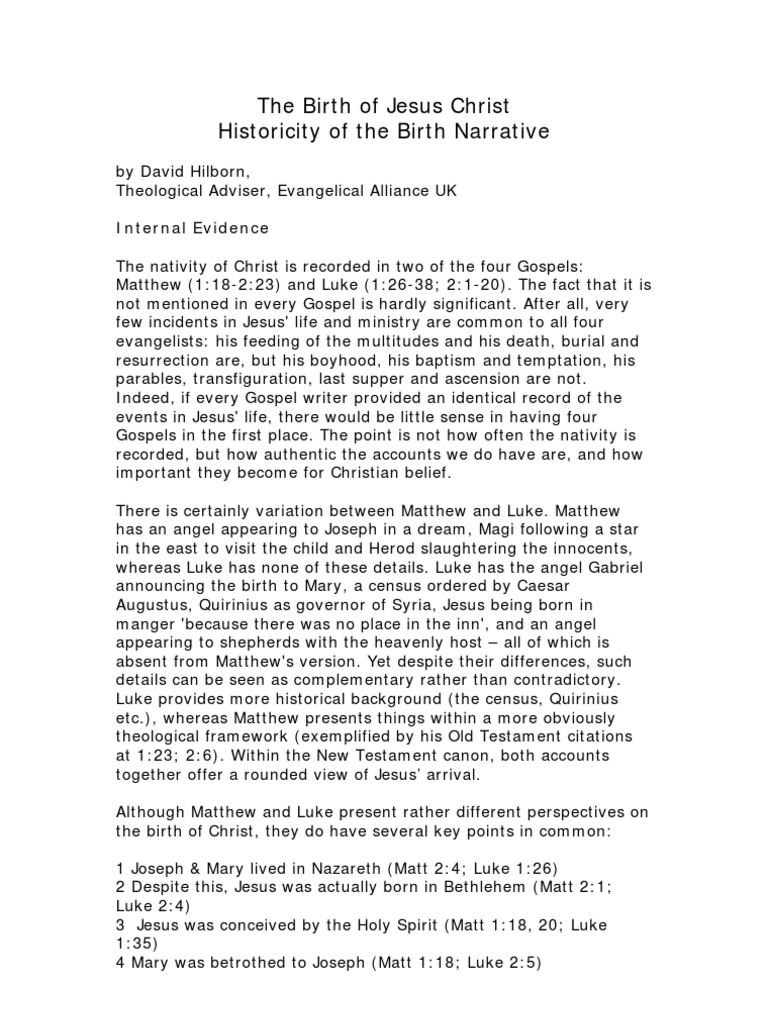 The Birth of Jesus Christ Historicity of The Birth Narrative | PDF ...