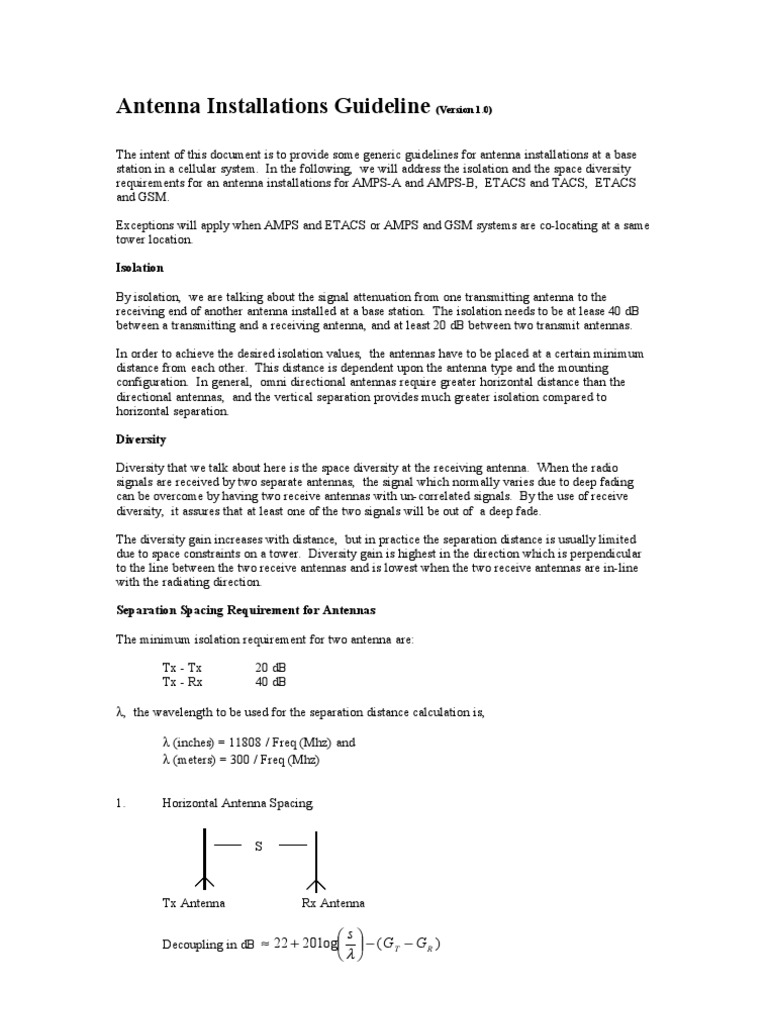 Antenna Separation Guide | PDF | Antenna (Radio) | Waves