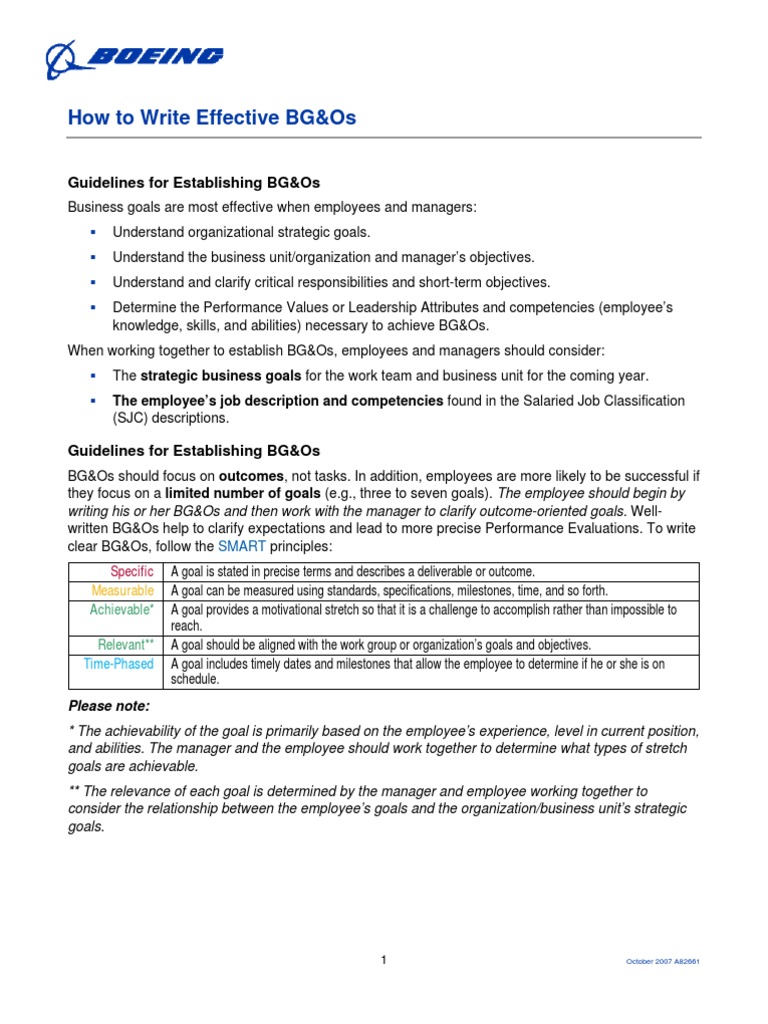 Write Effective BG&Os - 40 Character Title | PDF | Goal | Competence ...