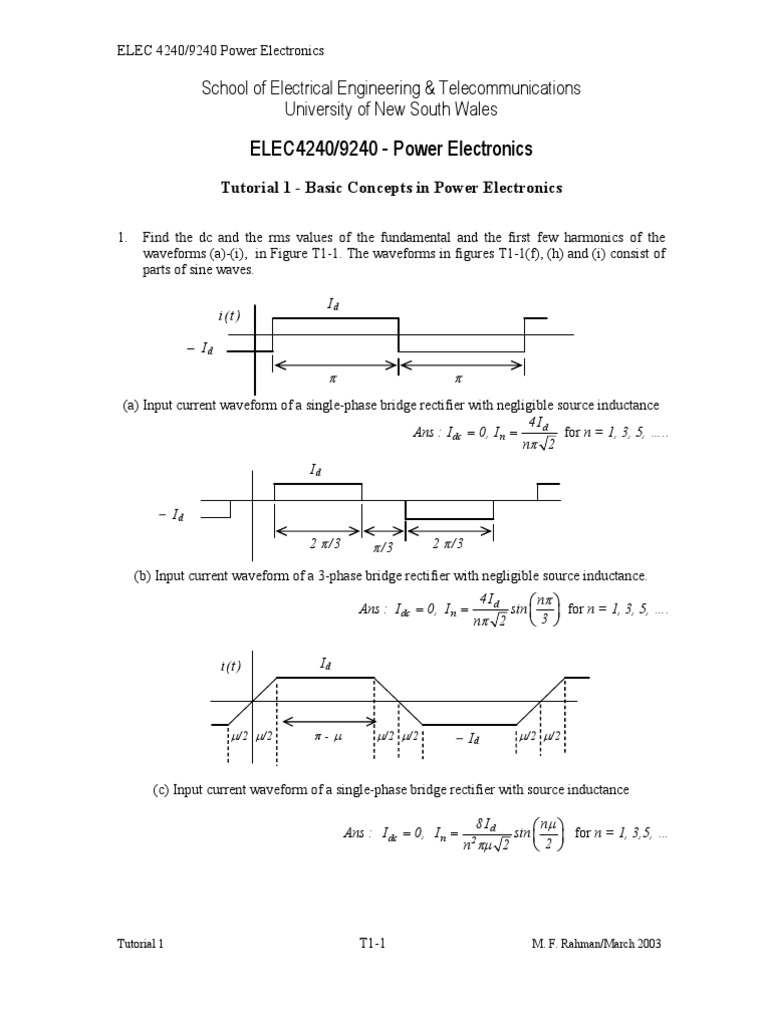 Rahman Tutorial 1 | PDF | Power Electronics | Rectifier