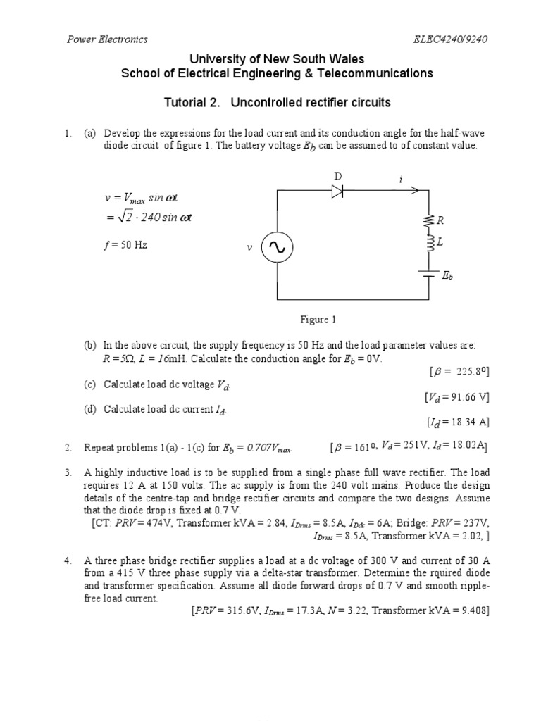 Rahman Tutorial 2 | PDF | Rectifier | Power Electronics