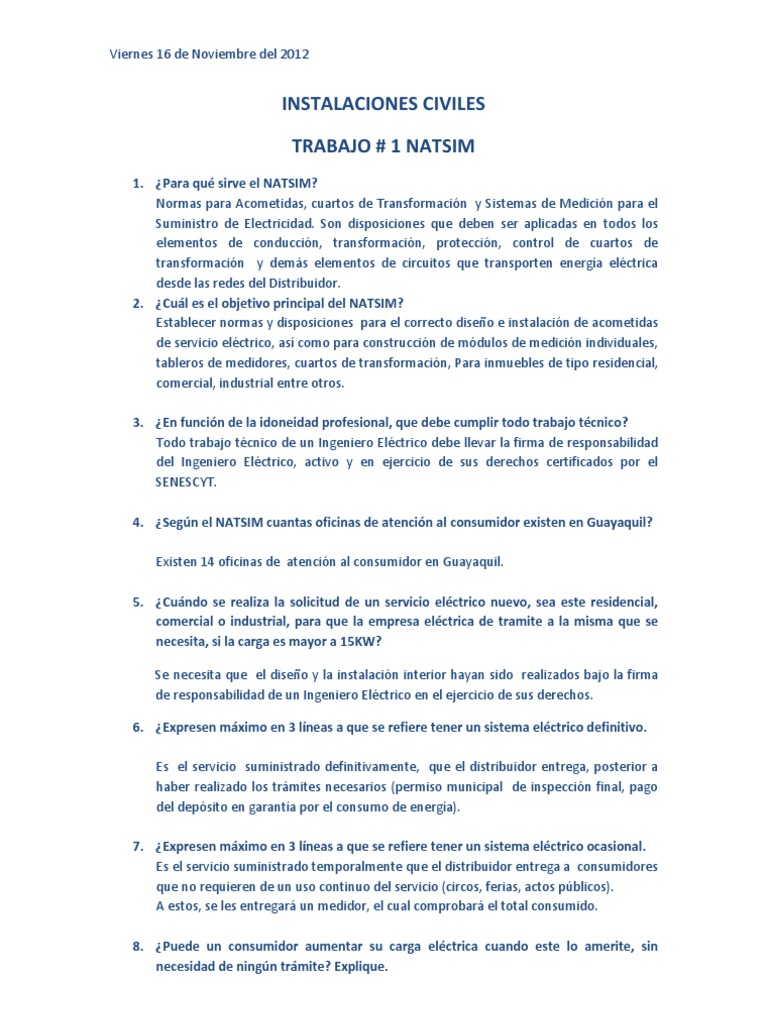 Normas NATSIM para Acometidas Eléctricas | PDF | Electricidad ...