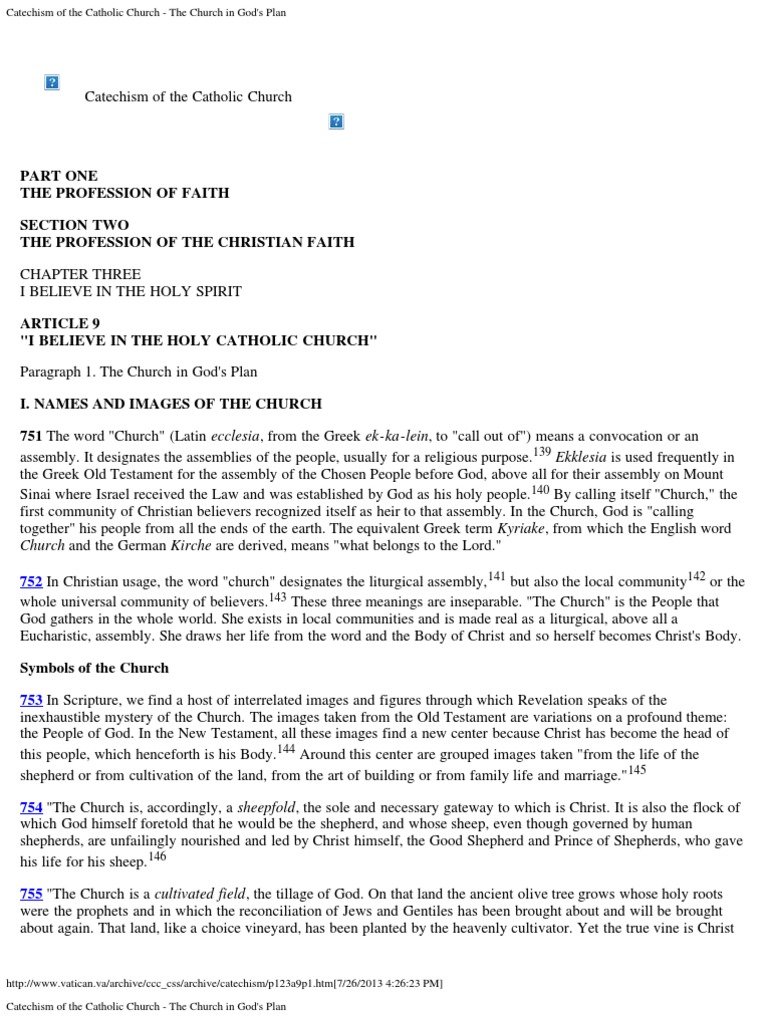 Catechism of The Catholic Church - The Church in God's Plan | PDF ...