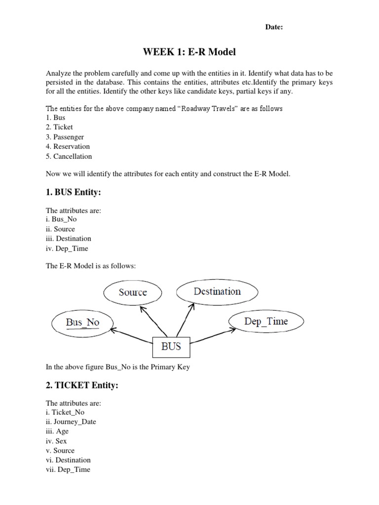 WEEK 1: E-R Model: 1. BUS Entity | PDF | Databases | Data Model