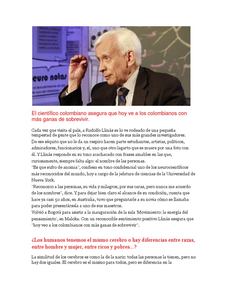 Entrevista Al Doctor Rodolfo Llinas | PDF | Cerebro | Neurona