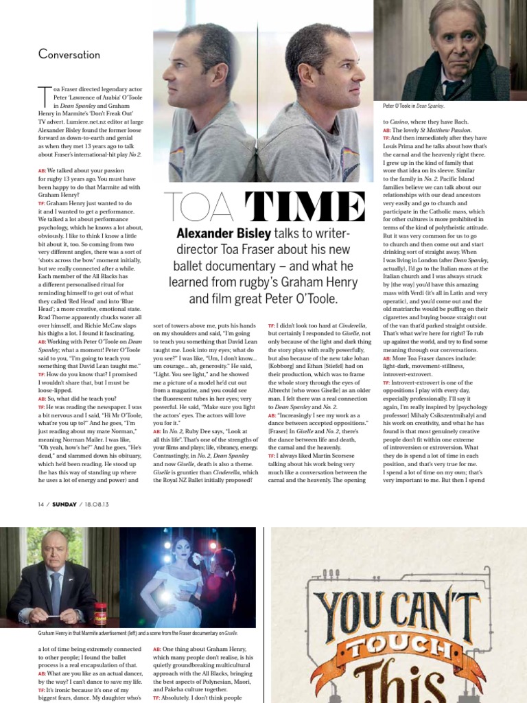 Toa Time - An Interview With Toa Fraser (SUNDAY Mag, 18/08/13) | PDF ...