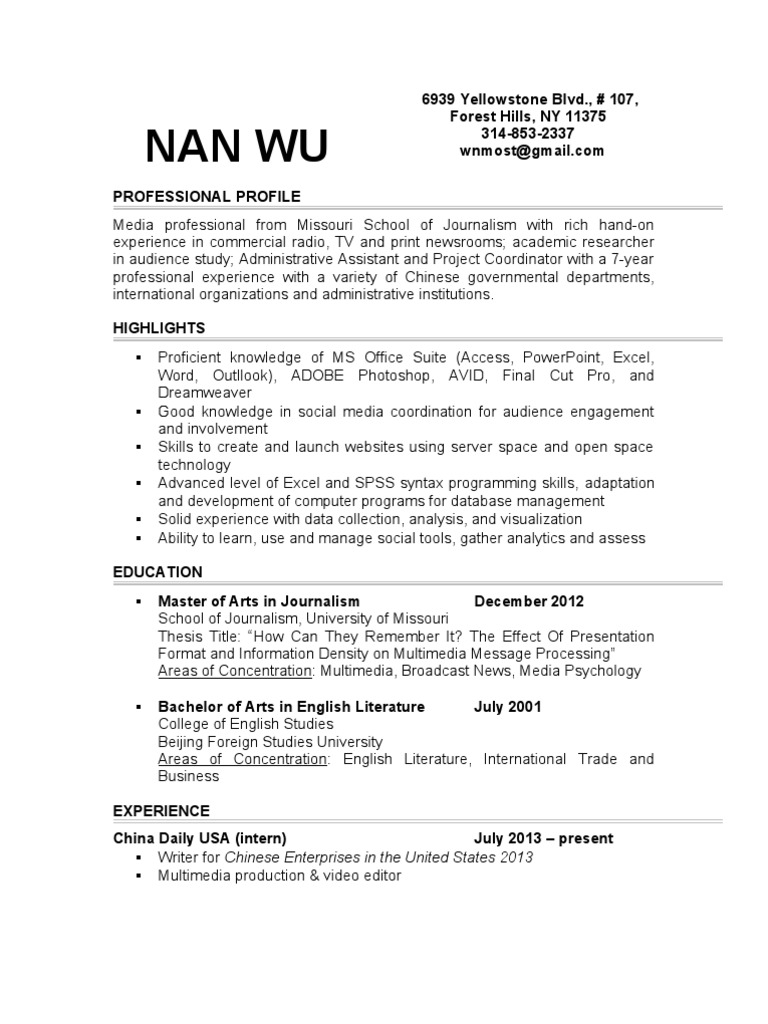 Nan Wu | PDF | Multimedia | Mass Media