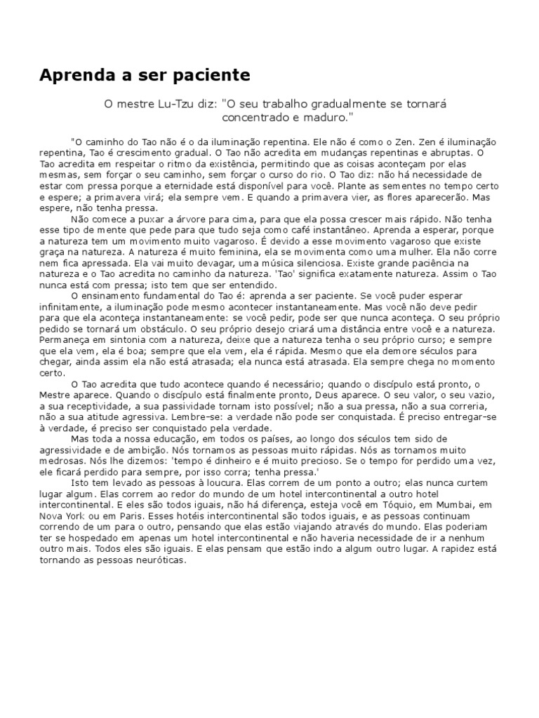 Aprenda A Ser Paciente | PDF