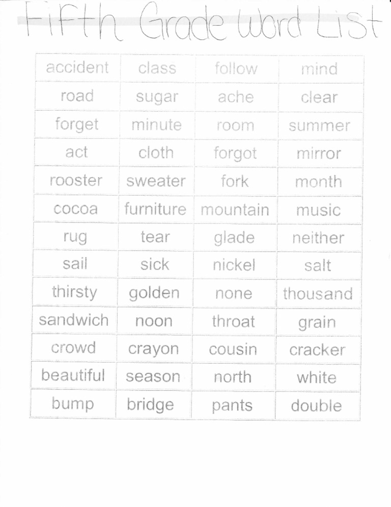 5th Grade Words | PDF