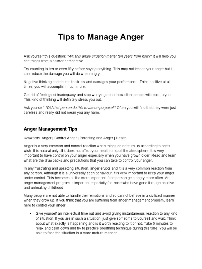 Anger Management | PDF | Anger | Metaphysics Of Mind
