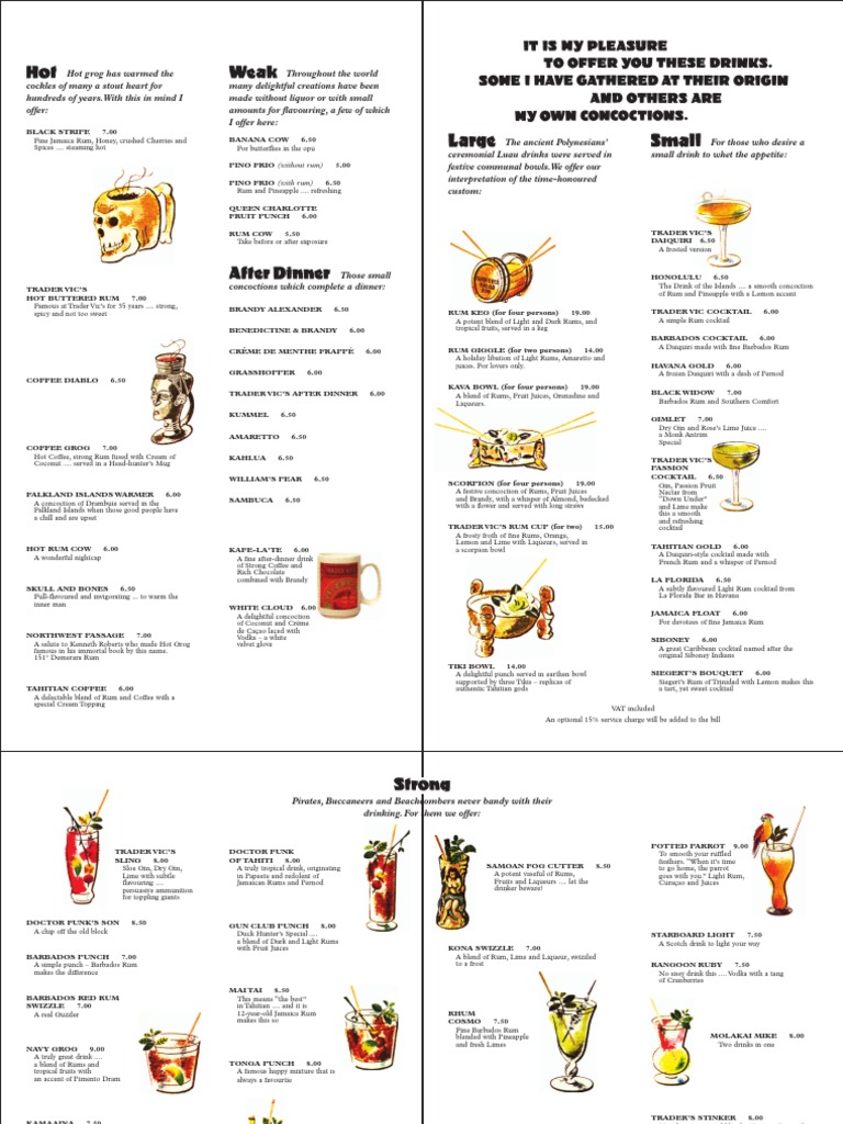 Trader Vic's London Cocktail Menu | Rum | Drink