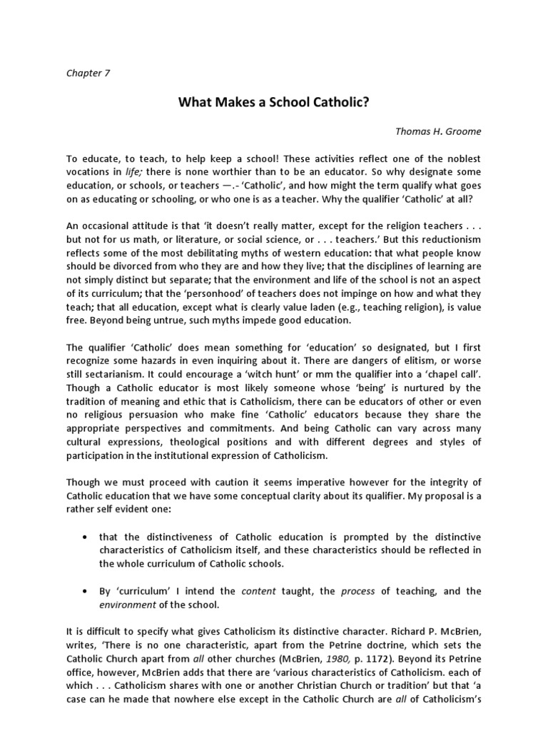 What Makes A School Catholic PDF | PDF | Grace In Christianity ...