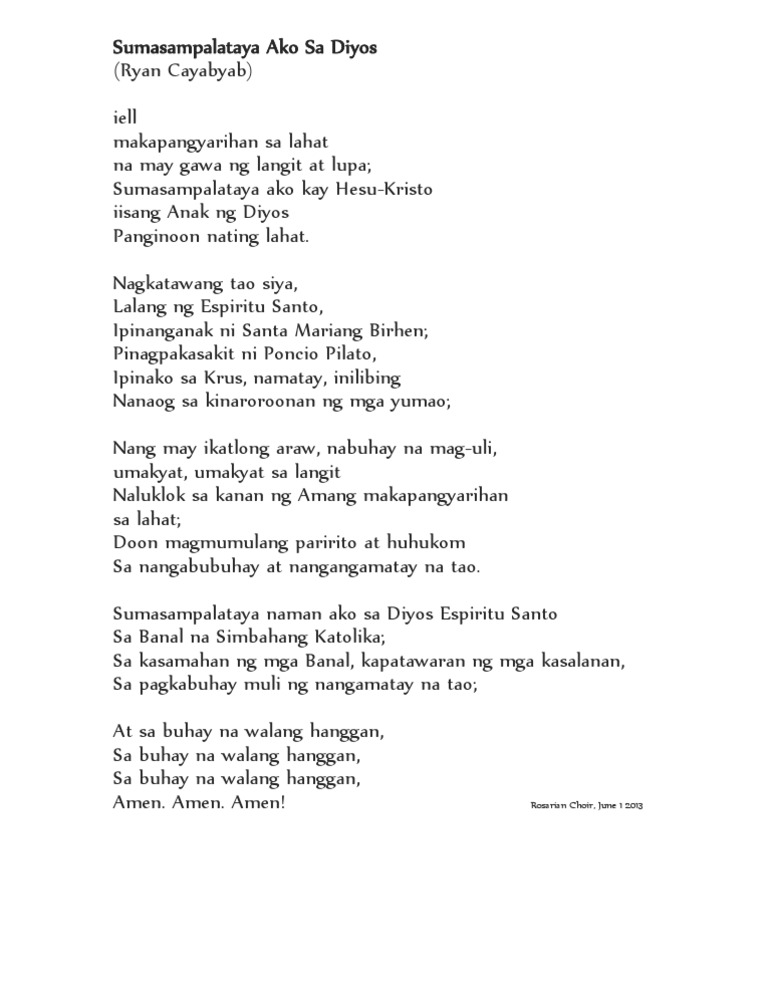 Sumasampalataya Ako Sa Diyos | PDF