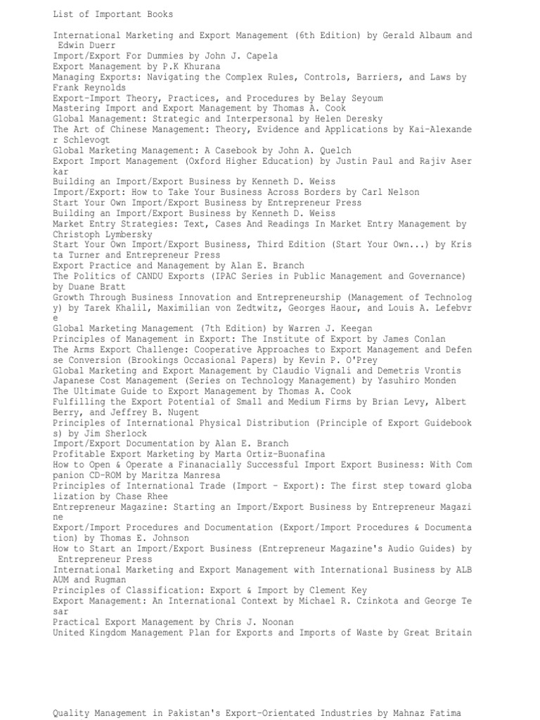 Export Books | PDF | Exports | Entrepreneurship