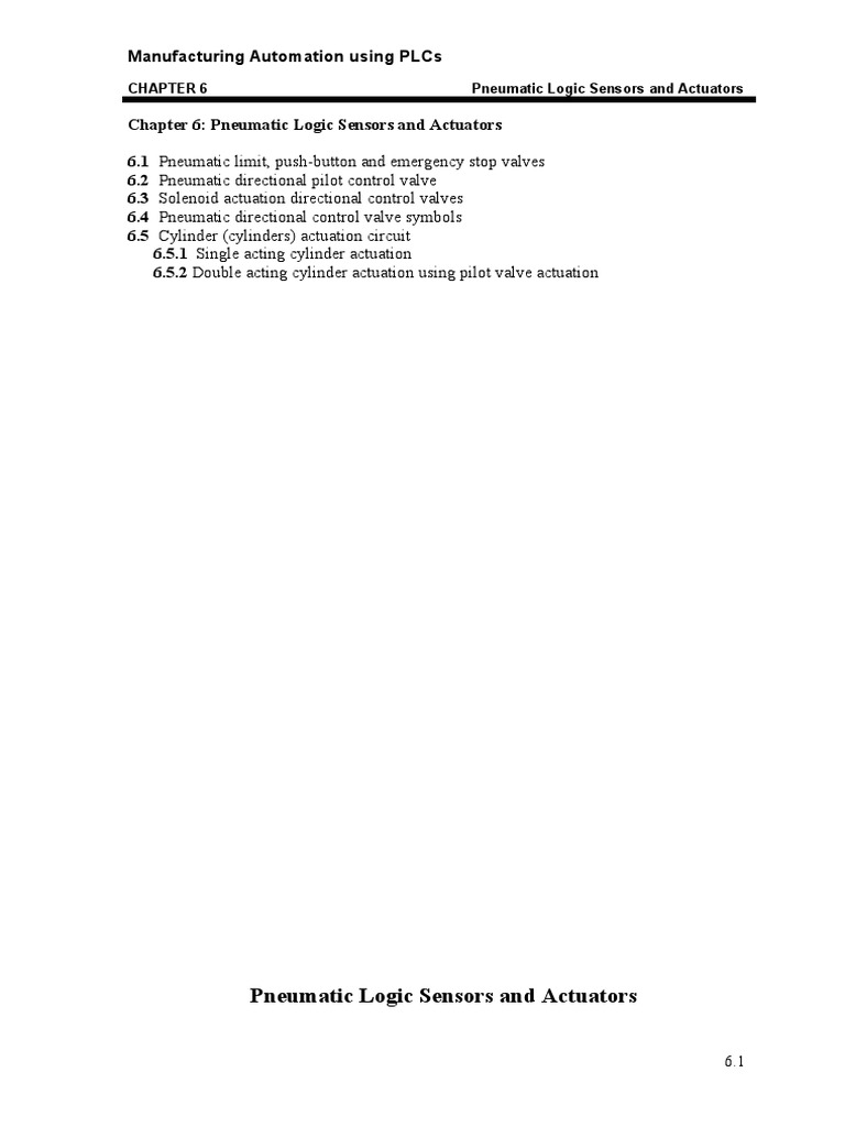 Chapter 6: Pneumatic Logic Sensors and Actuators | PDF | Valve | Switch