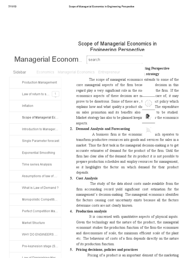 Managerial Economics in Engineering | PDF | Profit (Economics ...