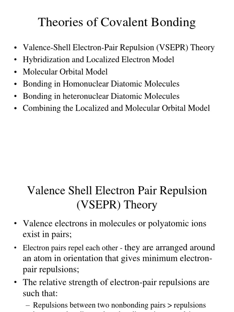 Chapter 9 - Covalent Bonding Theory | PDF | Molecular Orbital ...