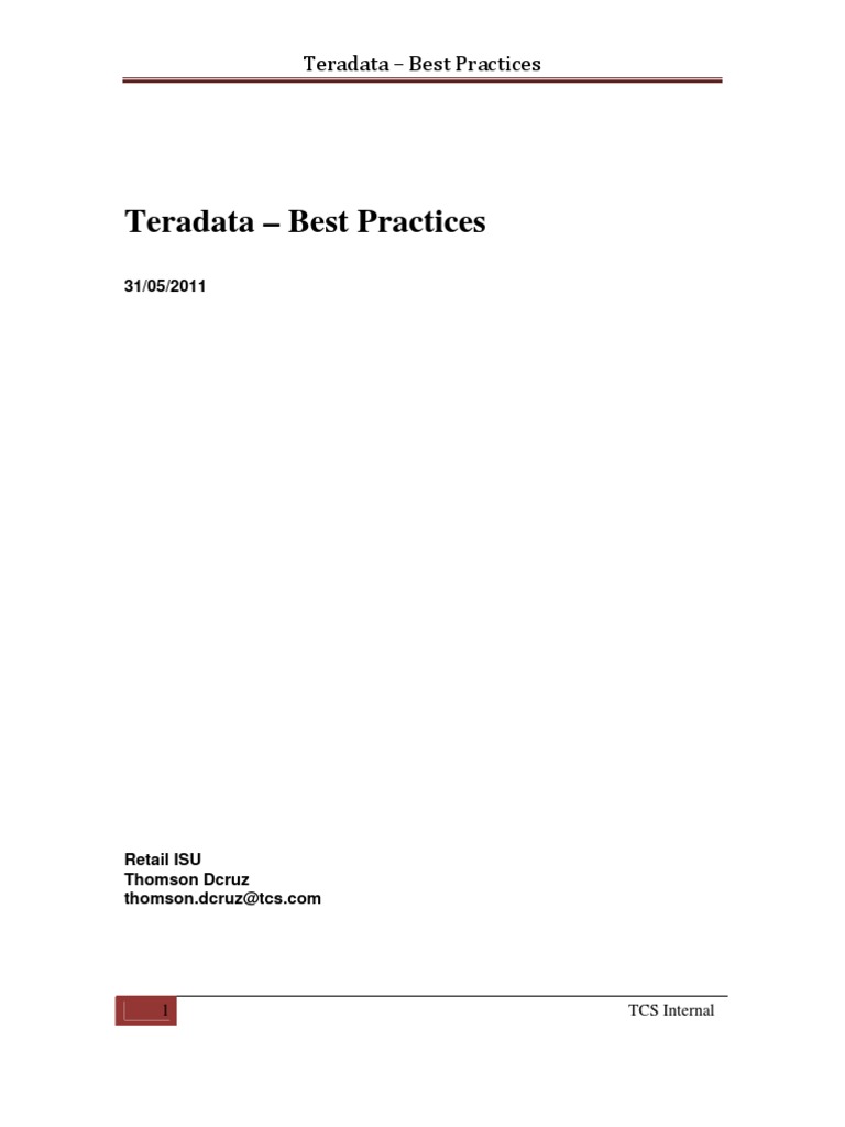 Best Practices - Teradata | PDF | Database Index | Table (Database)