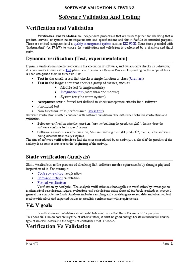 Introduce To Software Validation & Testing | PDF | Formal Verification ...