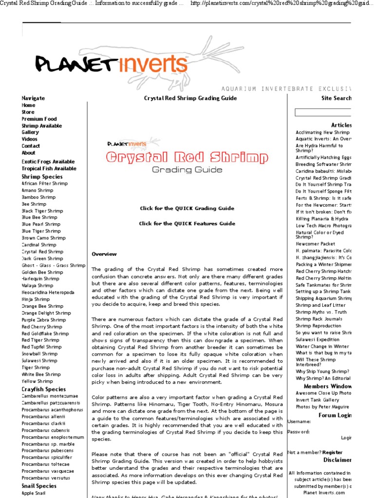 Crystal Red Shrimp Grading PDF | PDF | Shrimp | Nature