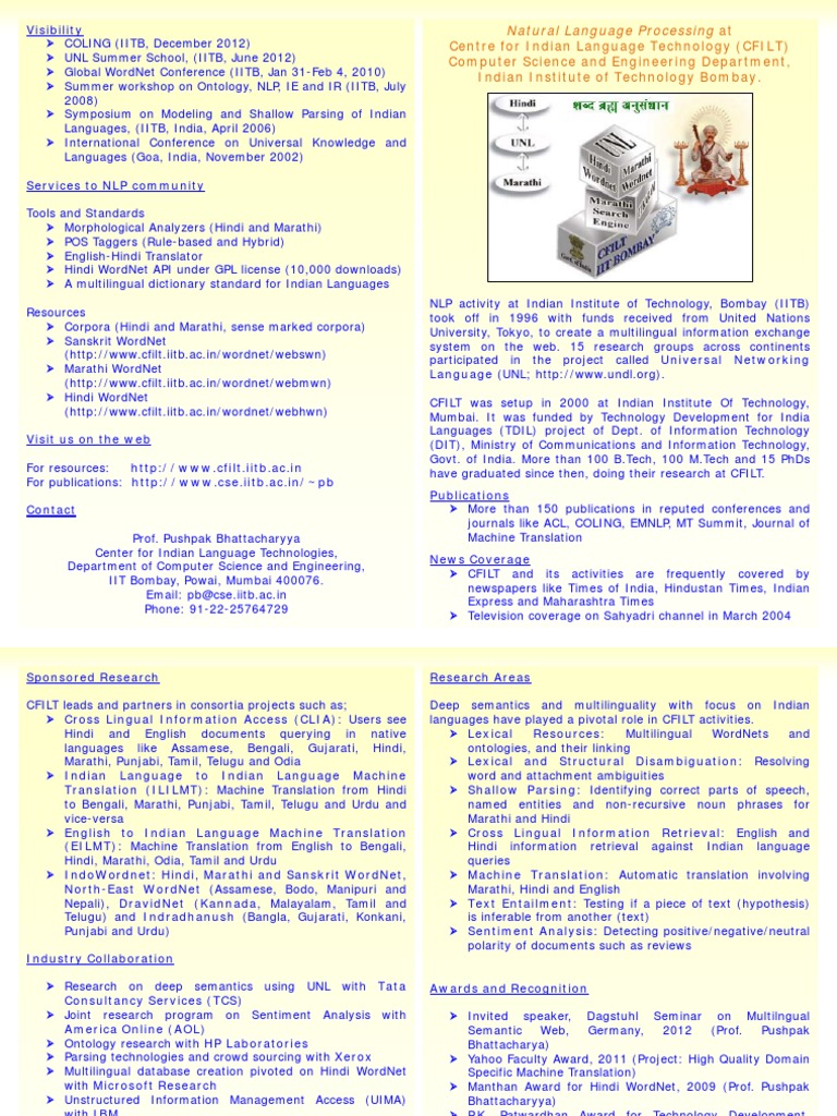Centre For Indian Language Technology (CFILT) Computer Science and Engineering Department ...