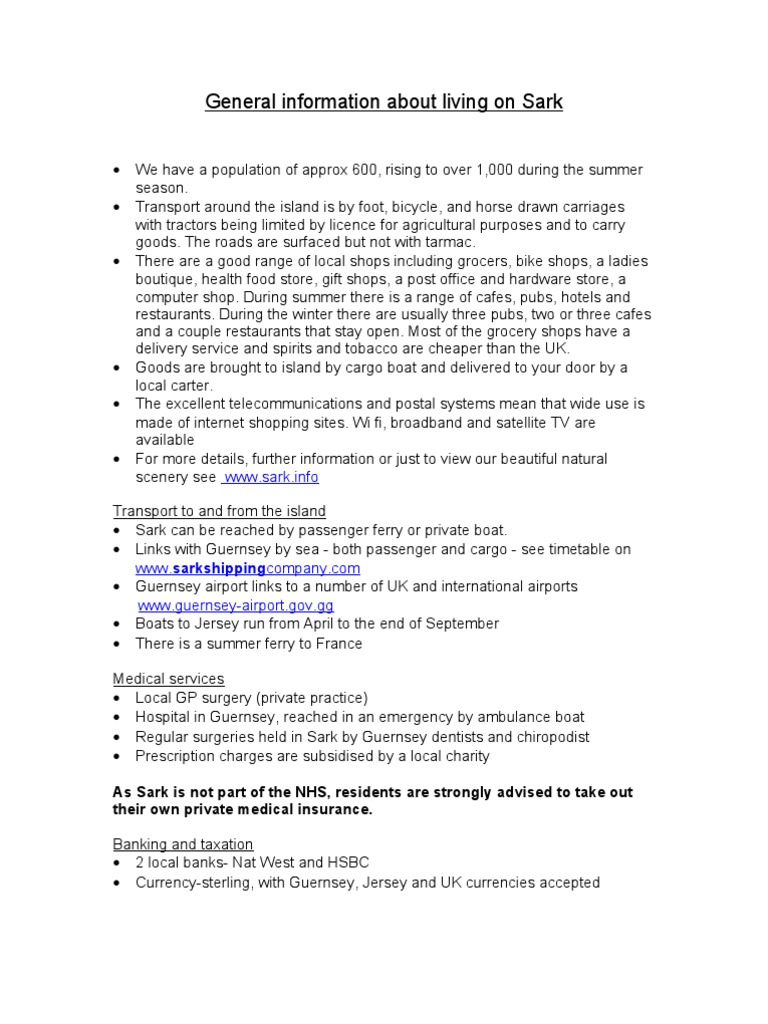 10 1 20 Life On Sark For Cls 1 Teacher | PDF | Guernsey | Taxes