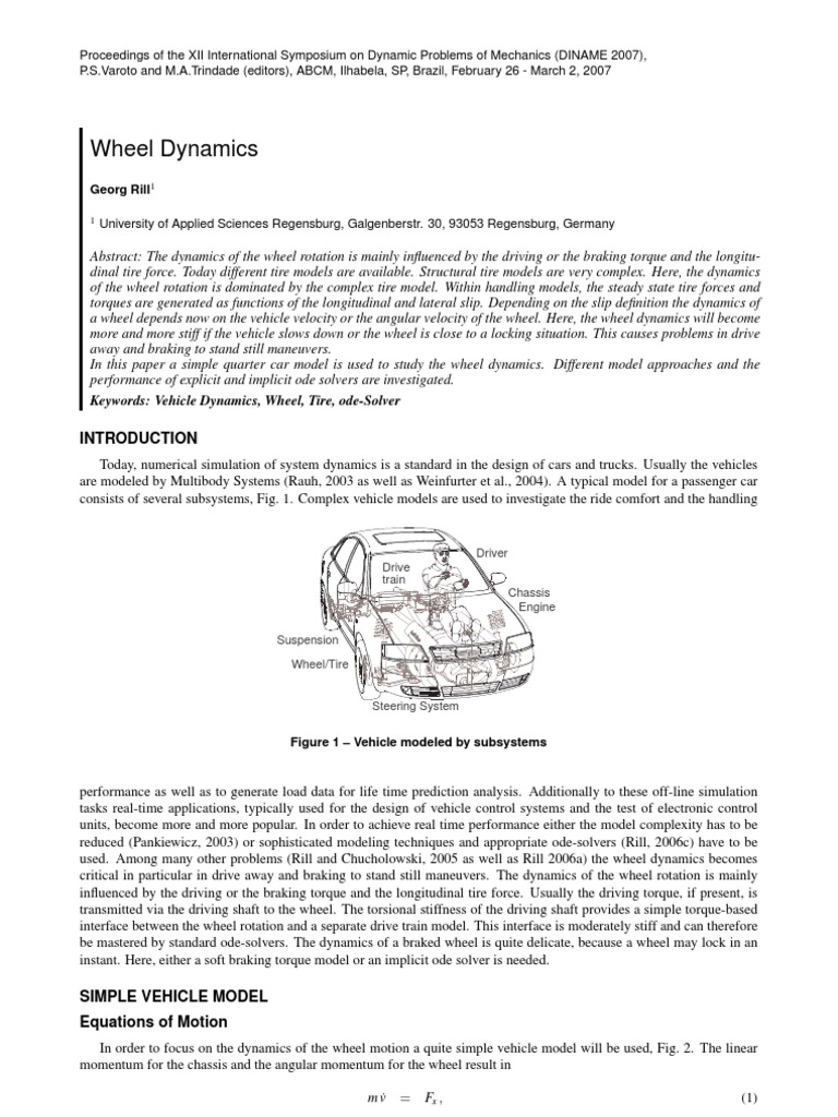 Wheel Dynamics | PDF | Stability Theory | Eigenvalues And Eigenvectors