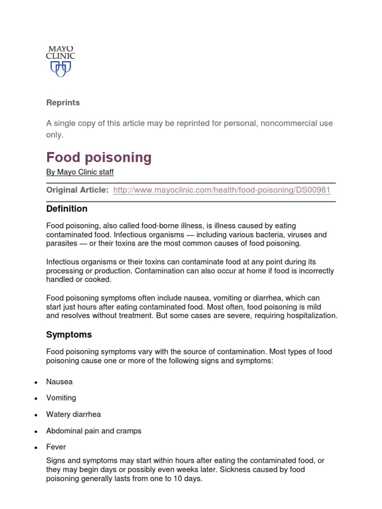 Food Poisoning | PDF | Diarrhea | Foodborne Illness