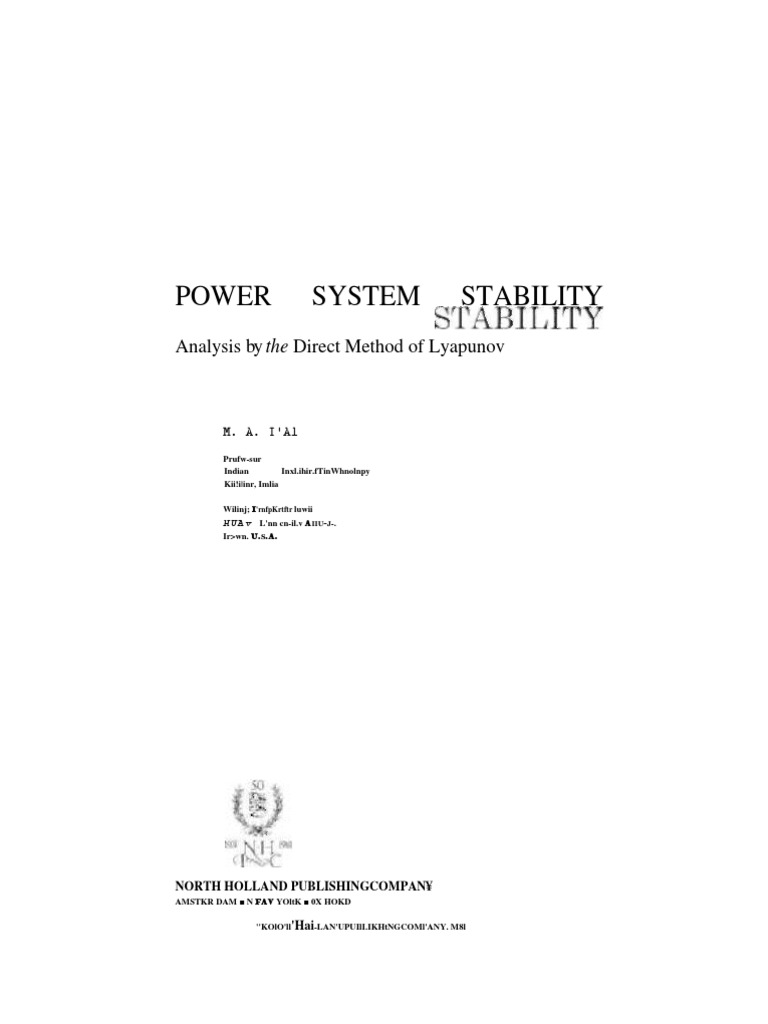 Power System Stability Book by M | PDF | Stability Theory | Nonlinear ...