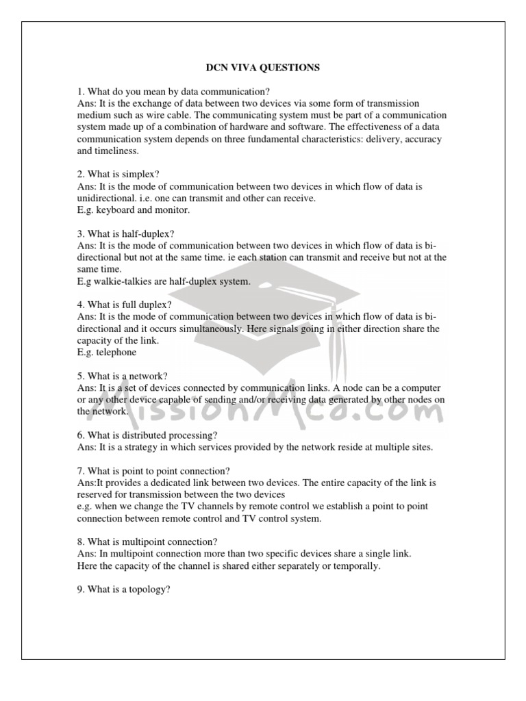 DCN Viva Questions | PDF | Bit Rate | Computer Network