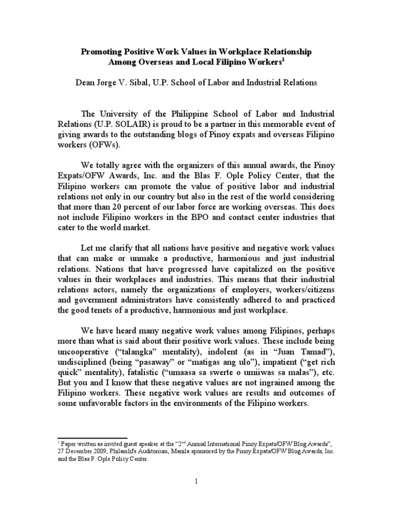 Positive Work Values Among Filipinos | PDF | Economic Growth | Economies