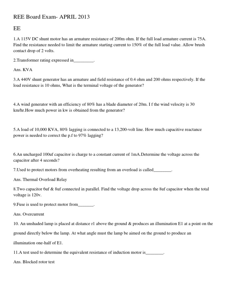 REE Board Exam | Download Free PDF | Series And Parallel Circuits ...