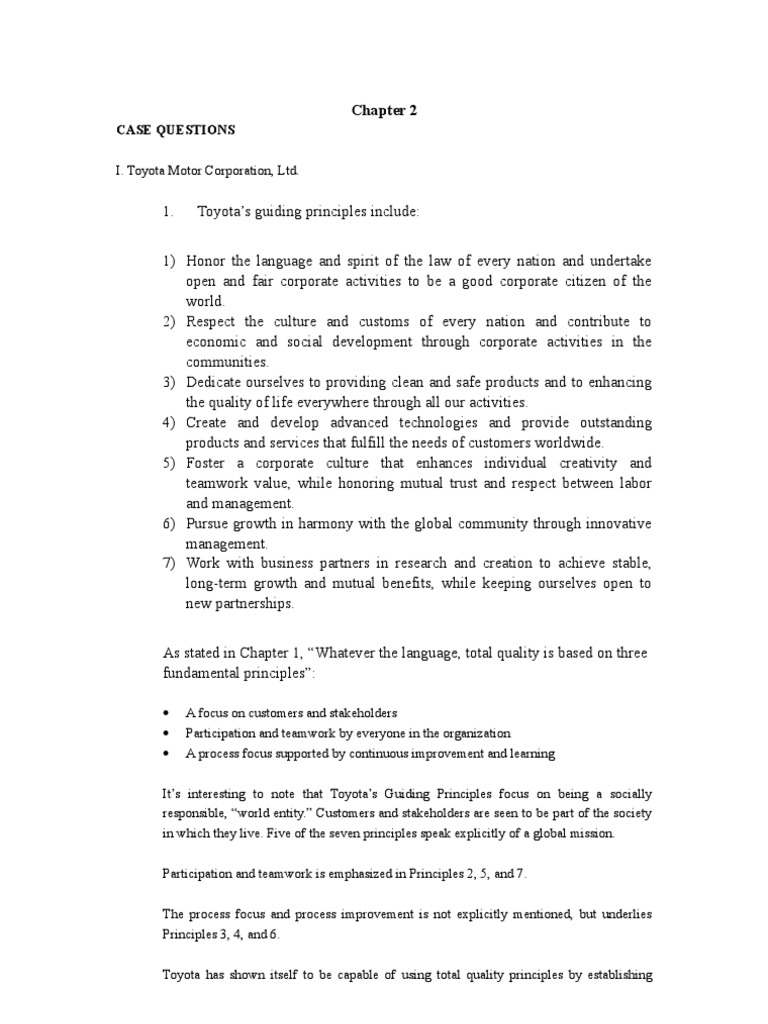 Answer 1 Case Toyota | PDF | Leadership | Strategic Planning